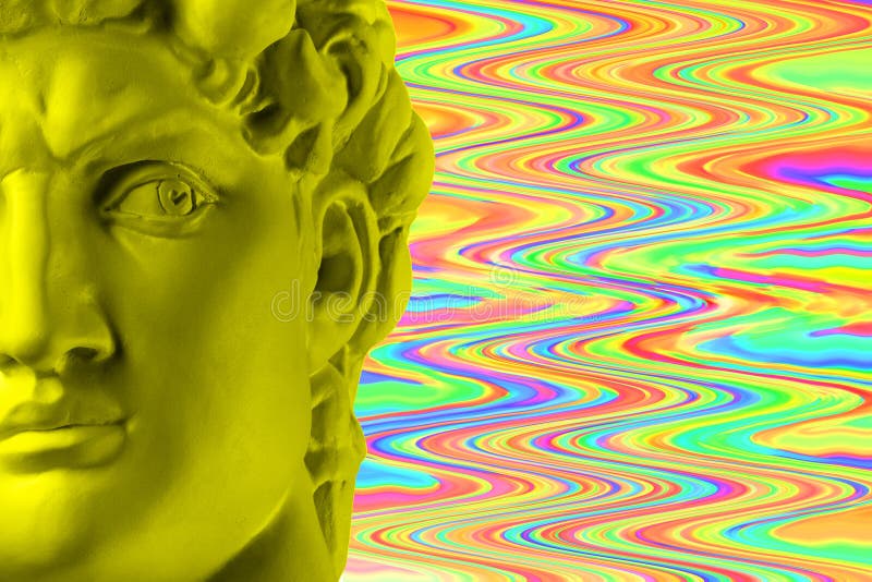 Antique Sculpture of Human Face in Artificial Intelligence Pop Art ...