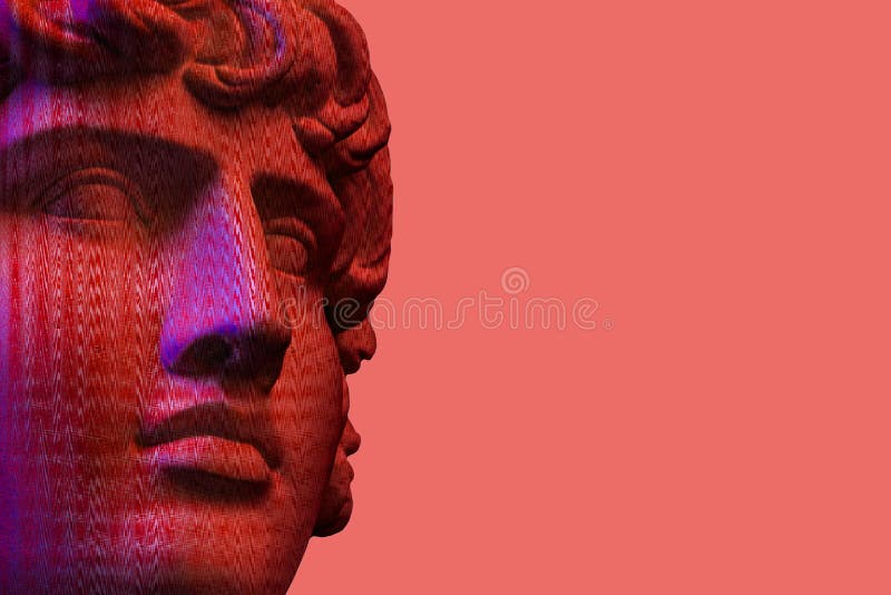 Antique Sculpture of Human Face in Artificial Intelligence Pop Art ...