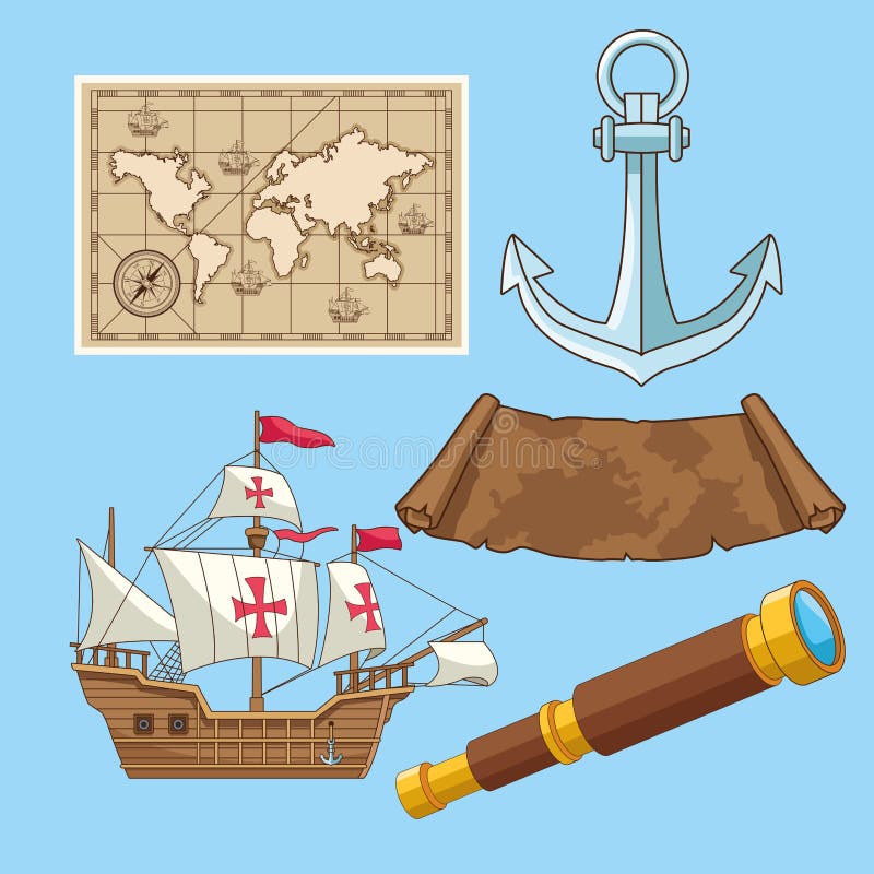 Antique Sea Navigation Tools Cartoons Stock Vector - Illustration of ...