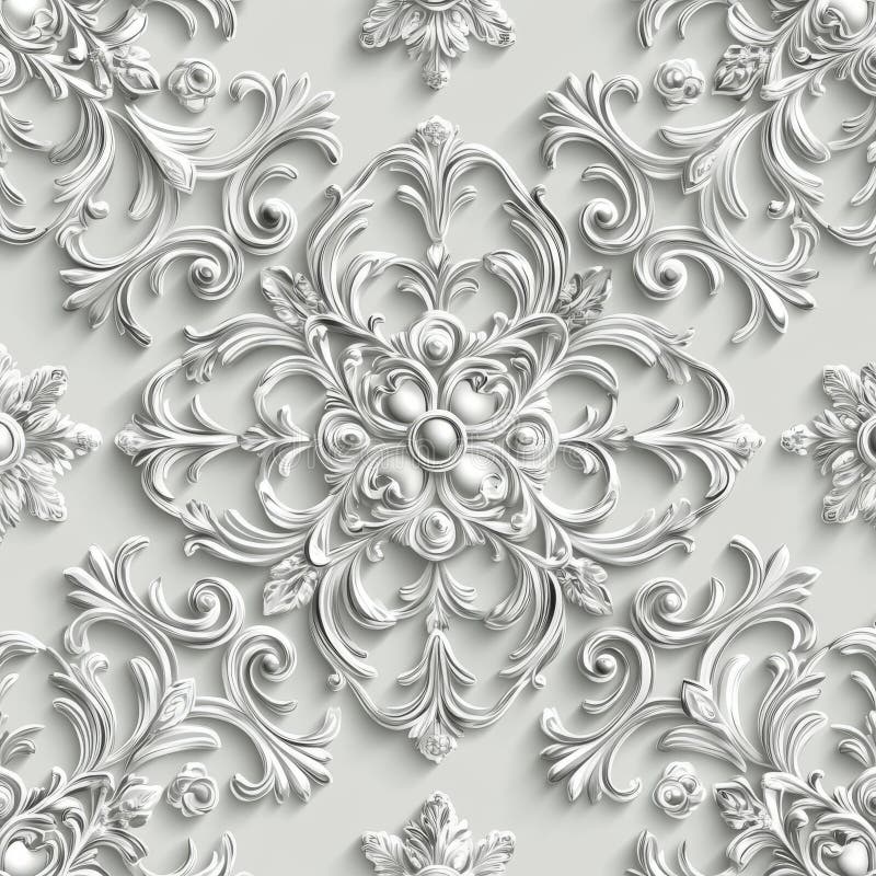 Antique Seamless Pattern Adorned with Beautiful Curls and Stylized ...