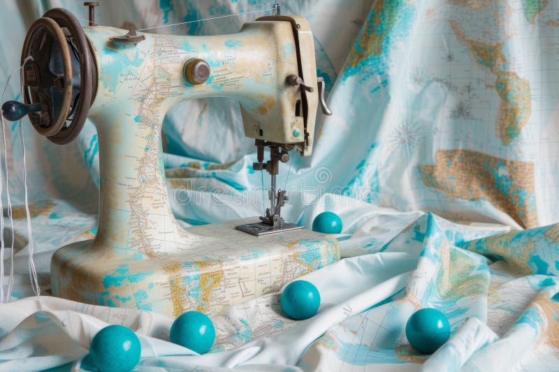 An Antique Sewing Machine is Ready To Work on the Table Stock Image ...