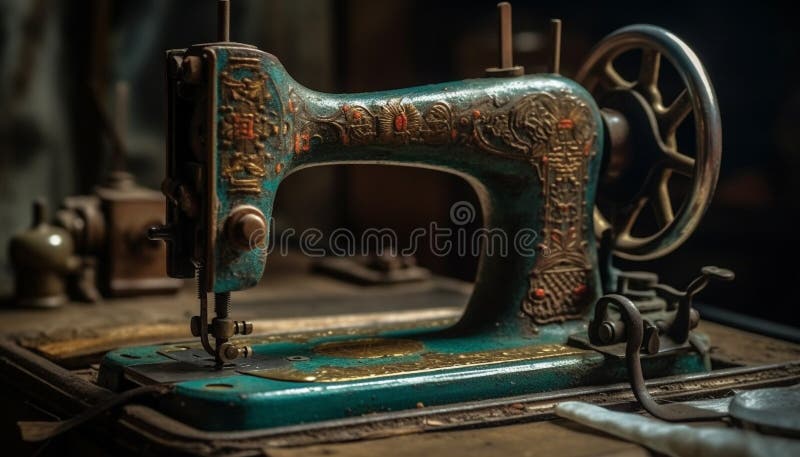 Antique Sewing Machine Spool, Metal and Thread Generated by AI Stock ...