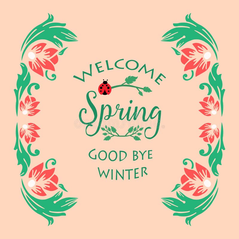 Antique Shape of Leaf and Floral Frame, for Seamless Welcome Spring ...