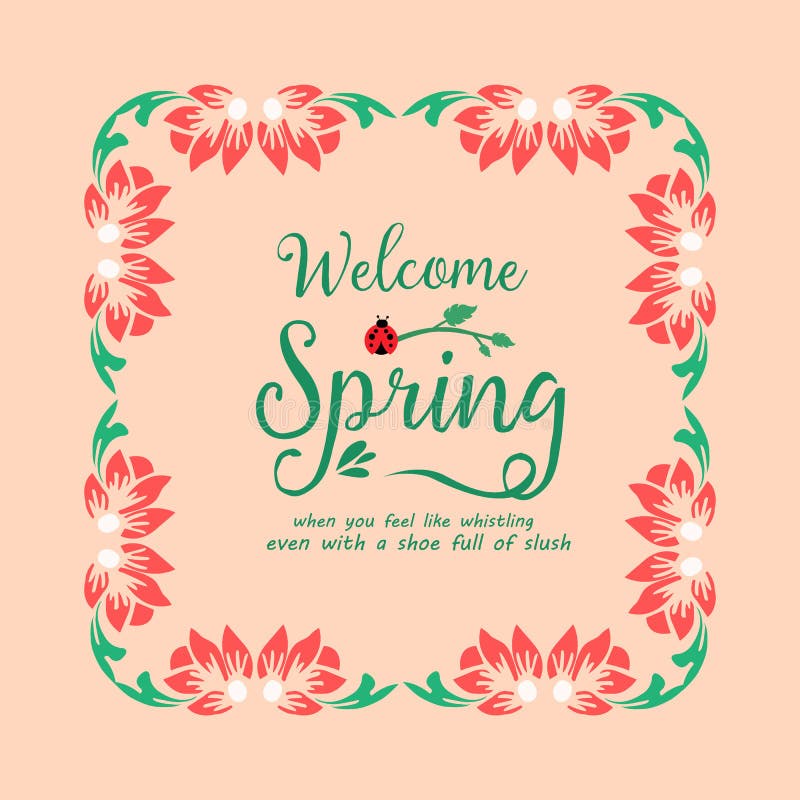 Antique Shape of Leaf and Floral Frame, for Seamless Welcome Spring ...