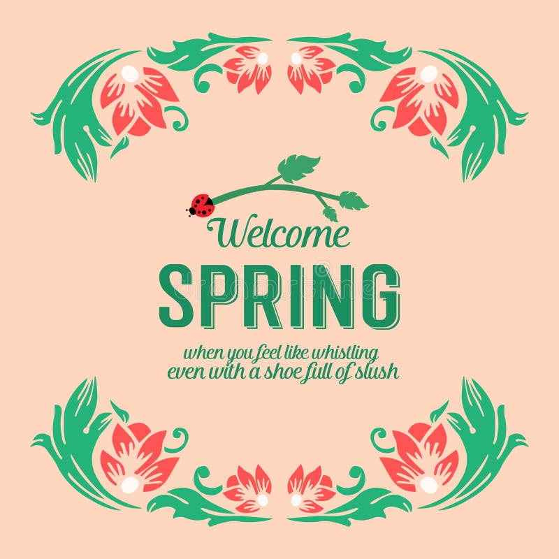 Antique Shape of Leaf and Floral Frame, for Seamless Welcome Spring ...