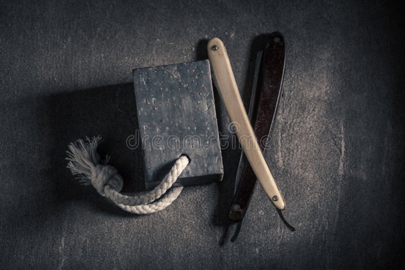 Antique Shave Tools With Foam, Razor And Brush Stock Photo - Image of ...