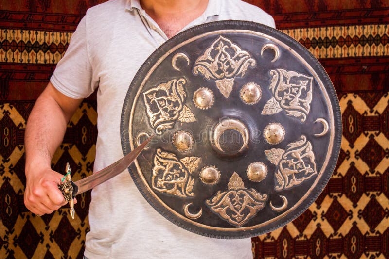 Antique Shields from Ottoman Times on Display Stock Photo - Image of ...