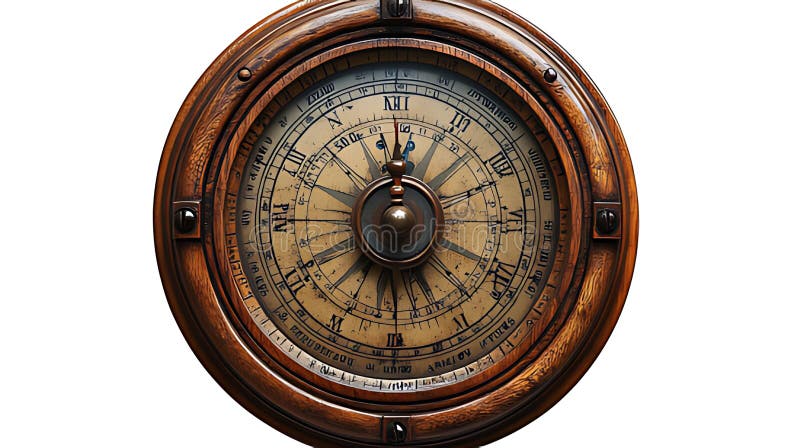 Antique Ship S Compass Navigation, Wooden, Isolated, White Background ...