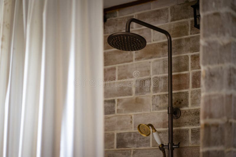 Antique Shower in a Luxury Hotel Bathroom Stock Photo - Image of ...