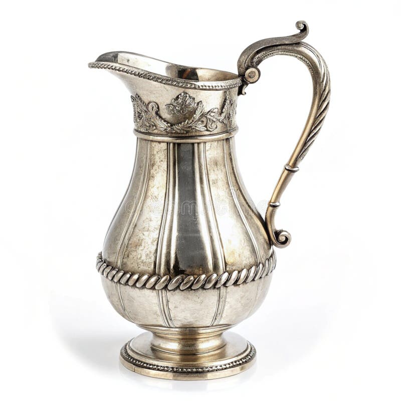 Antique Silver Jug Isolated on White Background Stock Illustration ...