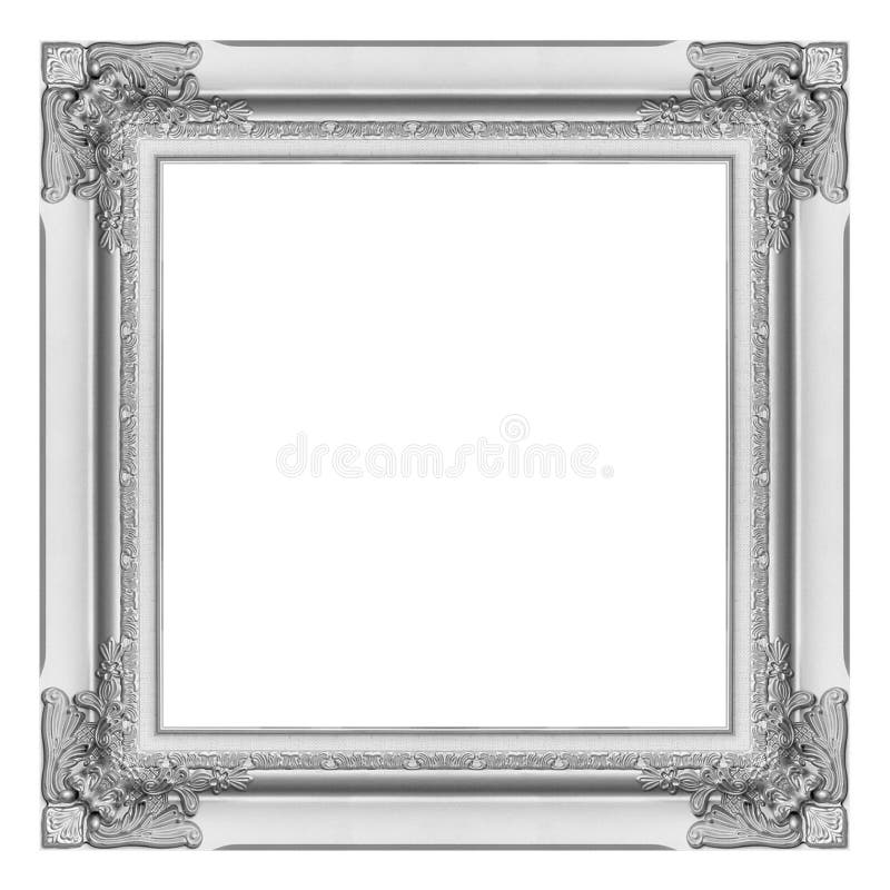 Antique Silver Carved Picture Frame Isolated on White Stock Image ...