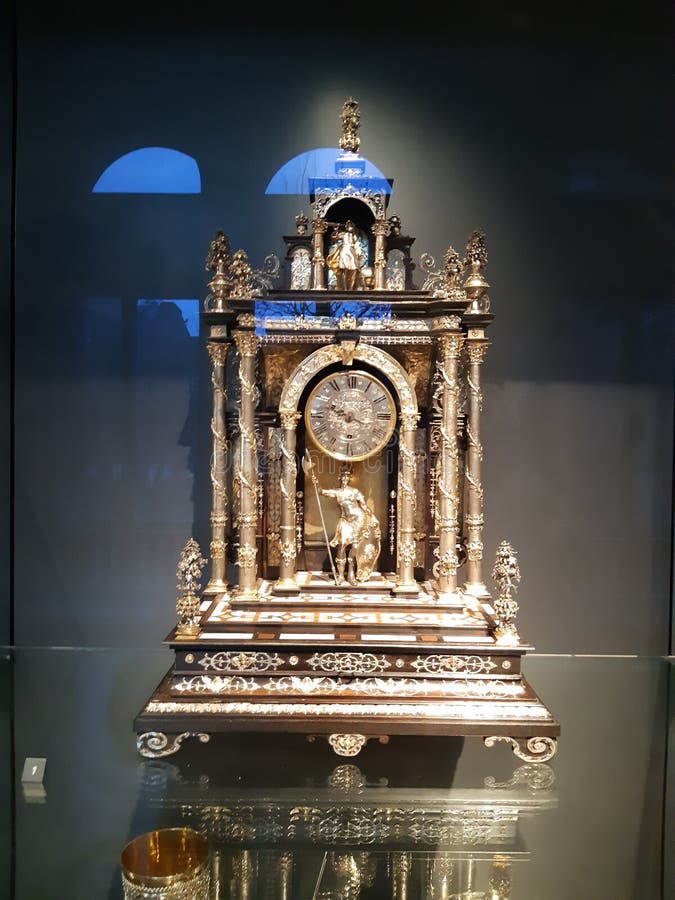 Antique Silverware and Ceramics Ornate Clock Editorial Image - Image of ...