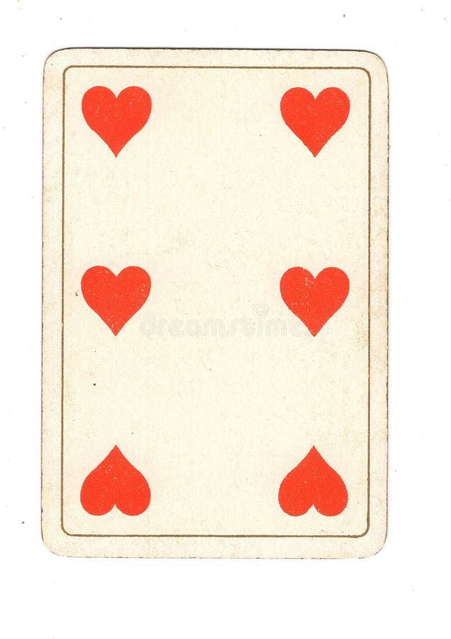 An Antique Six of Hearts Playing Card. Stock Illustration ...