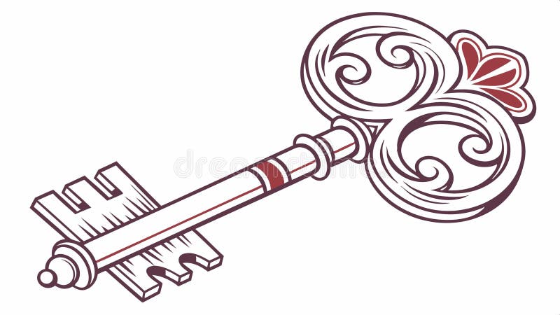 Antique Skeleton Key Illustration, Vintage Security and Lock Design ...