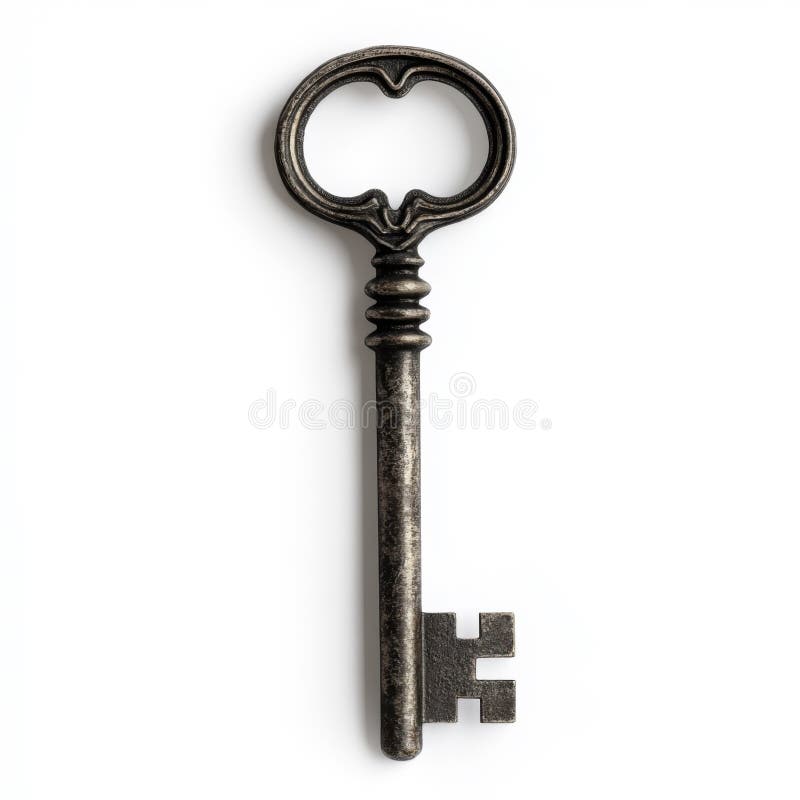 Antique Skeleton Key on White Background, Highlighting Its Intricate ...