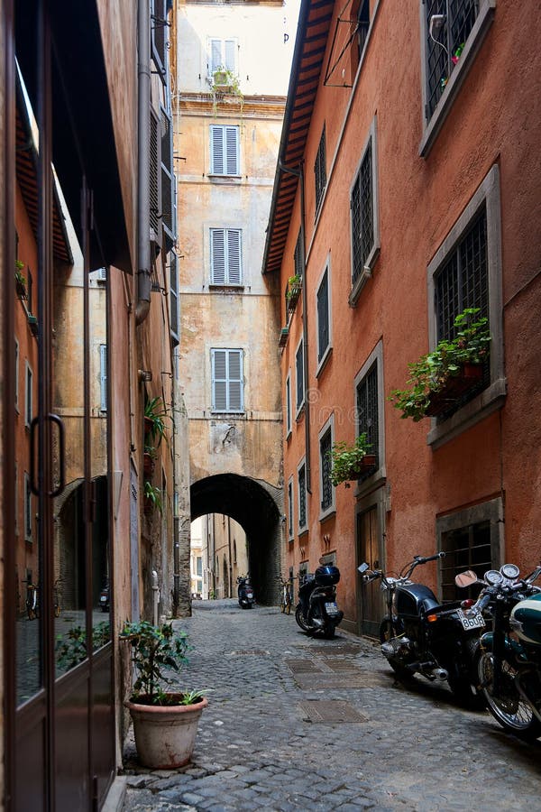 Antique Small Alley in Rome, Italy Editorial Stock Photo - Image of ...