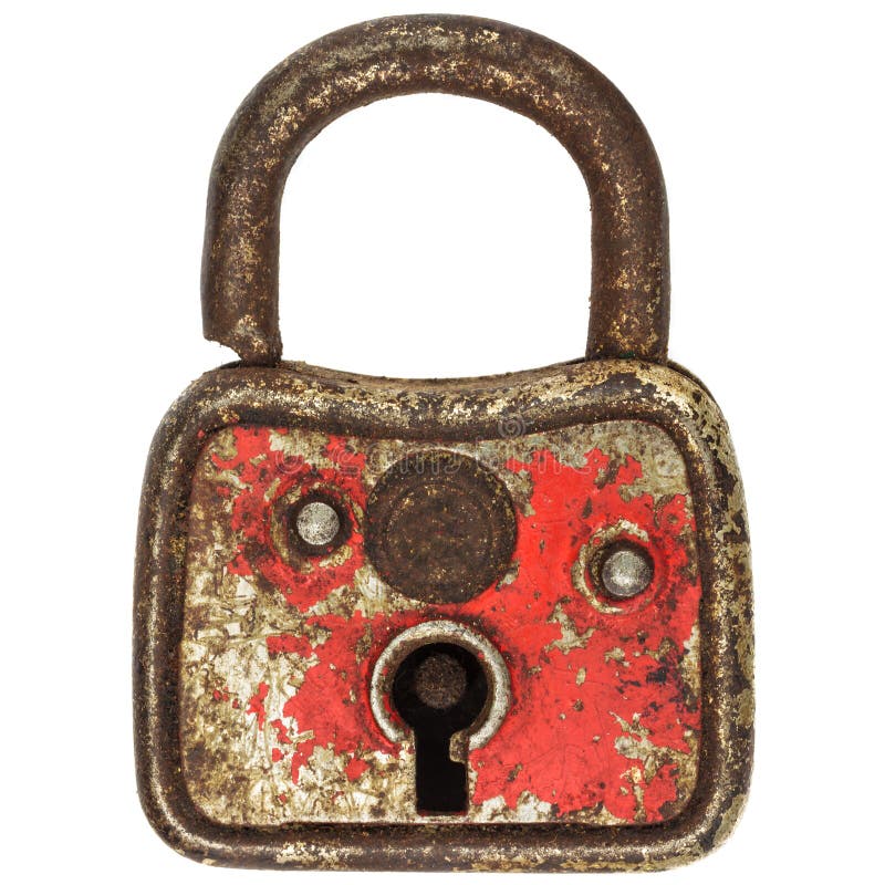 Antique Small Red Metal Padlock Isolated White Stock Photos - Free ...