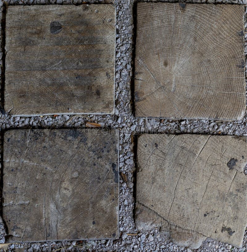 Antique Small Solid Oak Blocks End Grain Flooring. Courtyard Wood Cubes ...