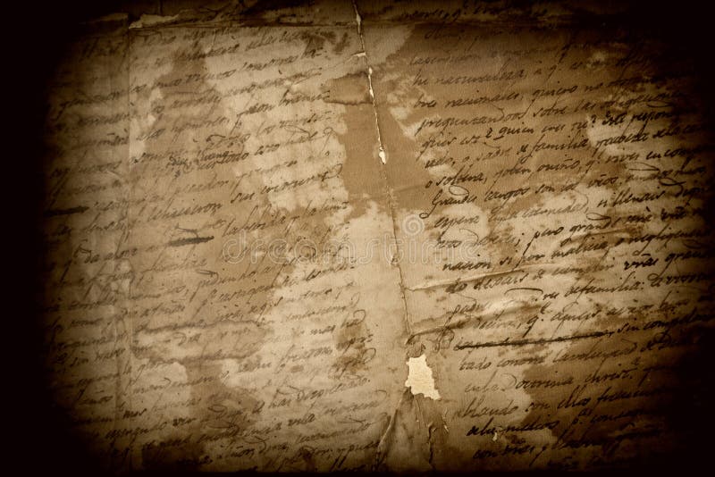 Antique Vintage Folded Textured Paper with Script Stock Image - Image ...