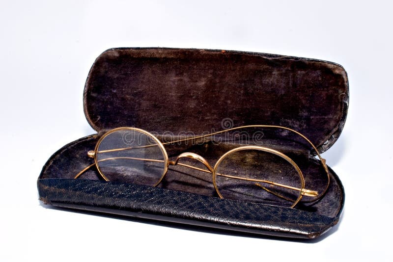 Antique Spectacles Black Case Stock Image - Image of broken, framed ...