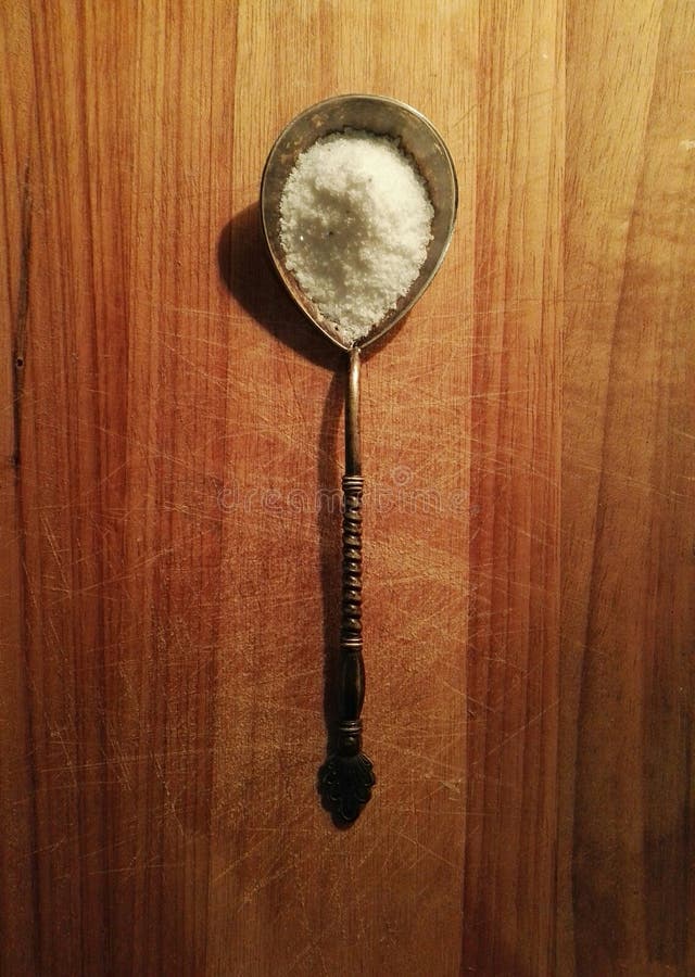 Salt. Spoon of Salt. Flatware. Stock Image - Image of spoon, sugar ...