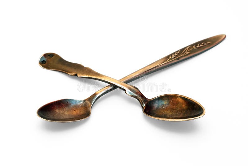 Two Tarnished Silver Spoons Stock Photo - Image of tarnish, pattern ...