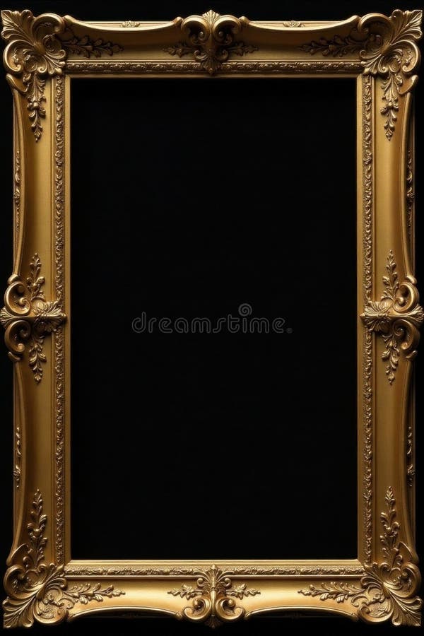 Antique Square Gold Frame, Rich Baroque Details, Black Backdrop ...