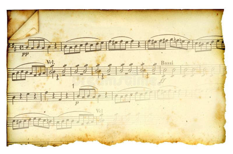 Antique Stained Music Score Stock Illustration - Illustration of song ...