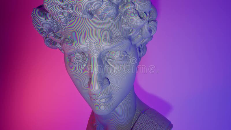 Antique Statue Head of David Close Up with the Effect of an Old ...