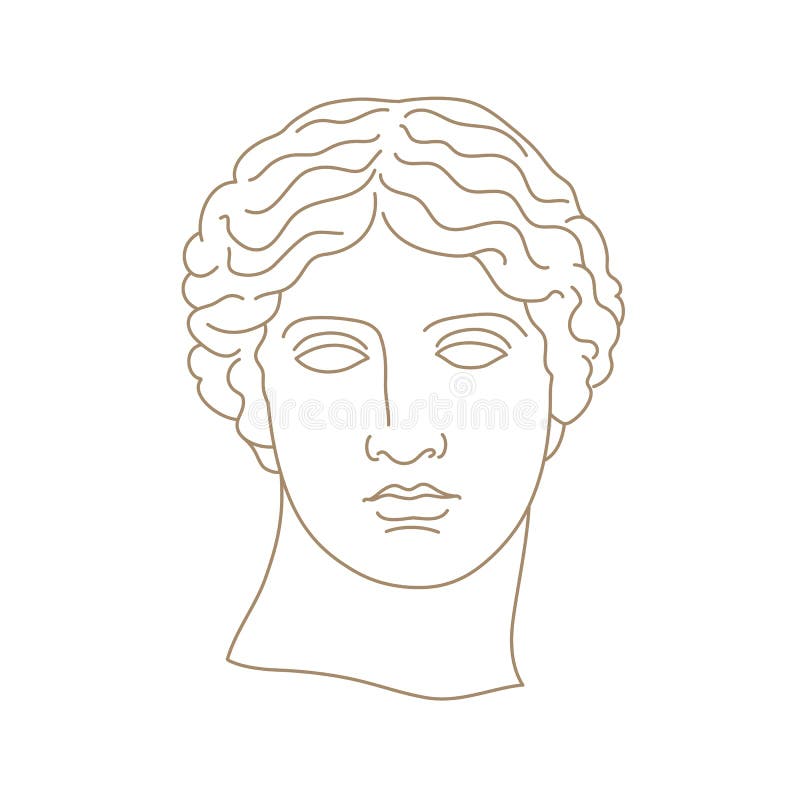 Antique Statue Head Vector Illustration in Contemporary Minimal Style ...