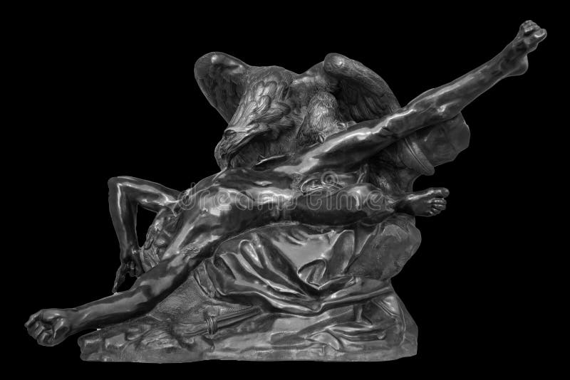 Antique Statue of Prometheus Bound with Eagle Isolated on White ...