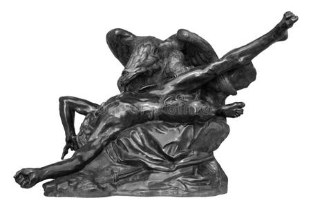 Antique Statue of Prometheus Bound with Eagle Isolated on White ...