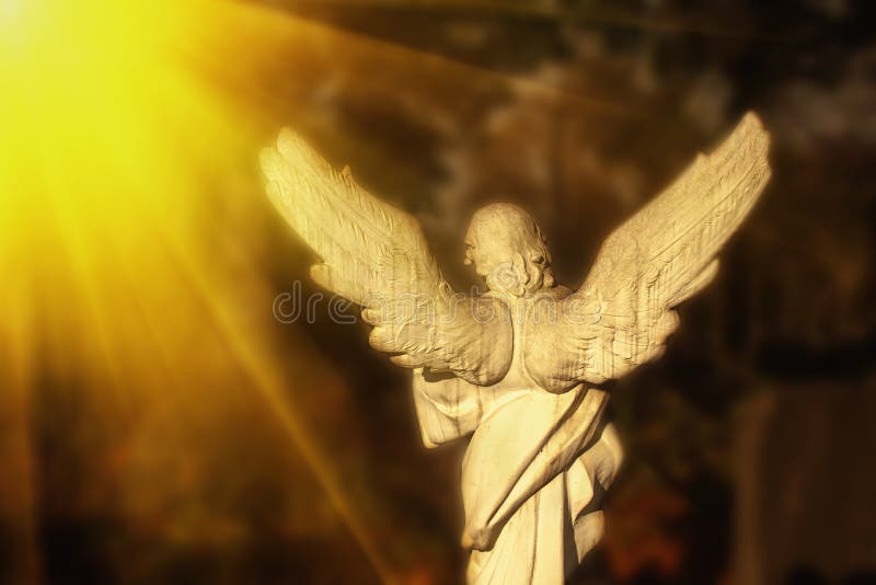 Antique Statue: White Angel in the Sunlight Stock Image - Image of ...