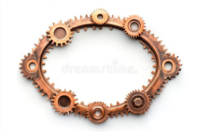 Antique Steampunk Border Featuring Mechanical Gears and Cogs on a White ...