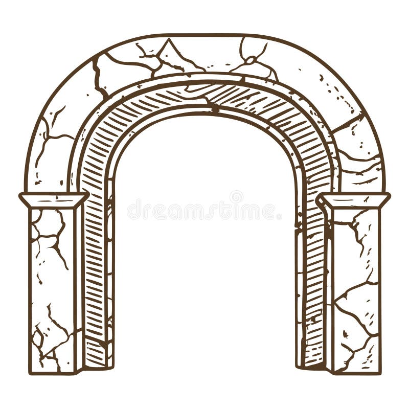 Antique Stone Arch Illustration with Classical Design Features, AI ...