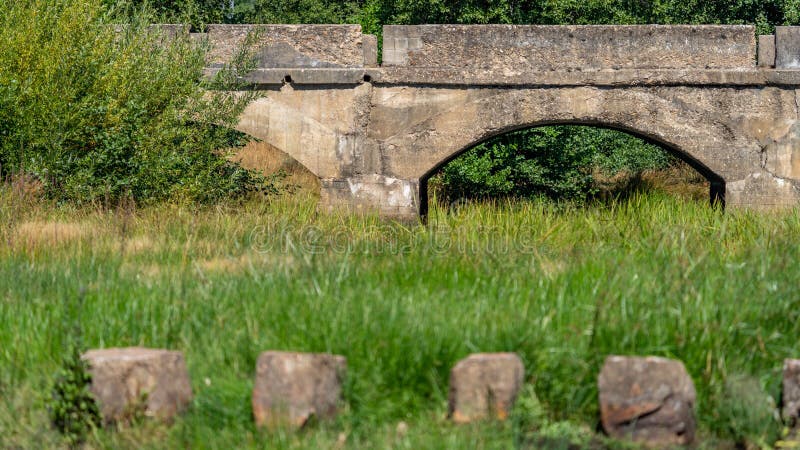 Antique Stone Bridge and Stones Over the River Stock Image - Image of ...