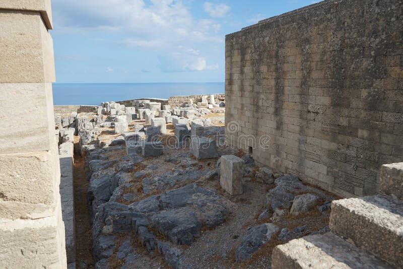 Antique Stone Building Blocks are Located between the Propilaea and the ...
