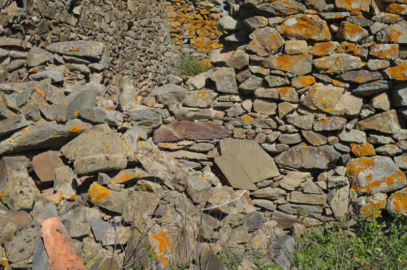 Antique Stone Wall Ruins stock photo. Image of architectural - 64256166