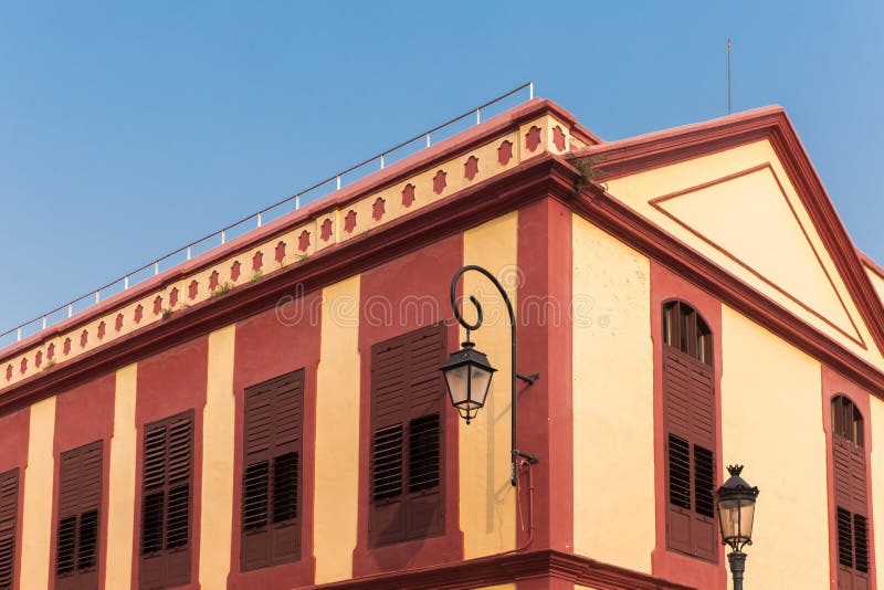 Antique Style Building with Red and Yellow Stock Photo - Image of ...