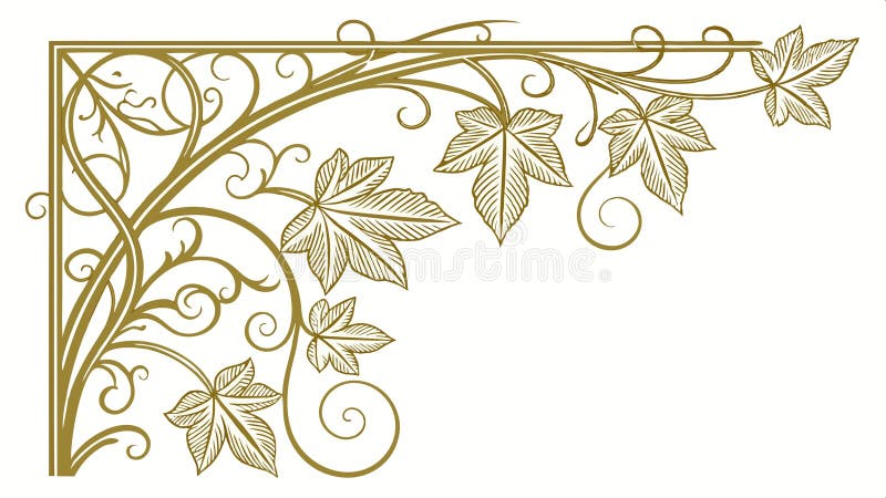 Antique Style Decorative Corner Element with Ivy Leaves Vector Design ...