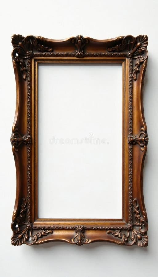 Antique Style Empty Brown Wood Picture Frame, Isolated, Simple Frame ...