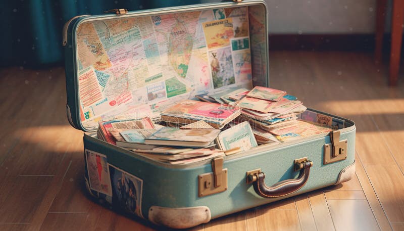 Antique Suitcase Stack, Old Fashioned Travel Nostalgia Generated by AI ...