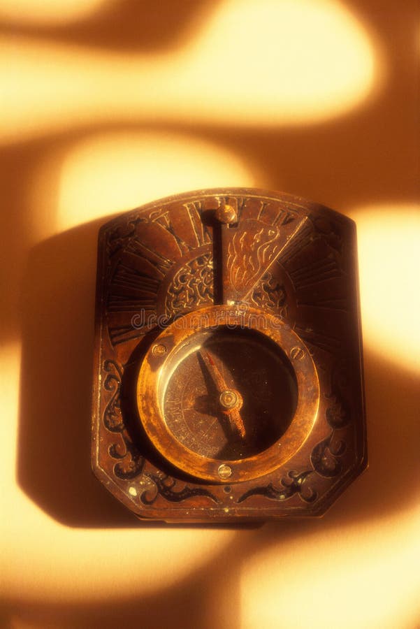 Antique Compass and Sundial Showing Time Direction Editorial Stock ...
