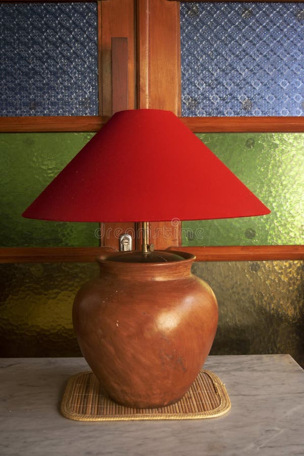 An Antique Table Lamp with Round Ceramic or Pottery Base Stock Photo ...