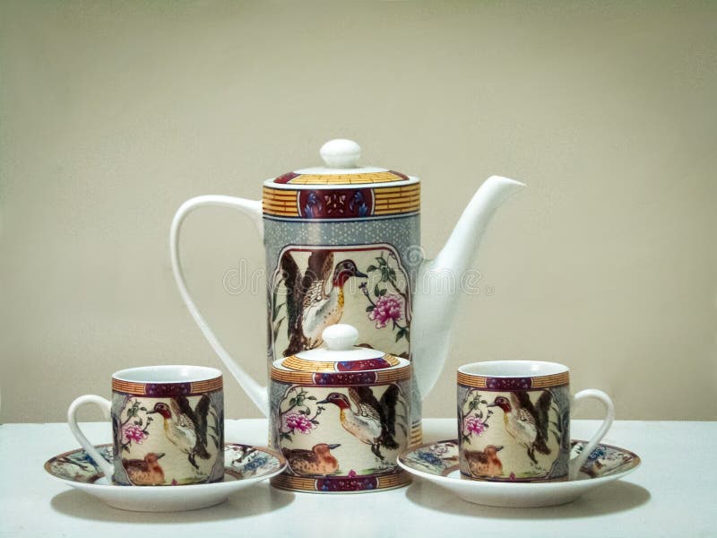 Antique Tea Cup Set - Still Life Stock Photo - Image of bottle ...