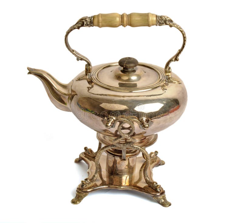 Antique Teapot, Bronze Old Pot on Isolated White Background Stock Image ...