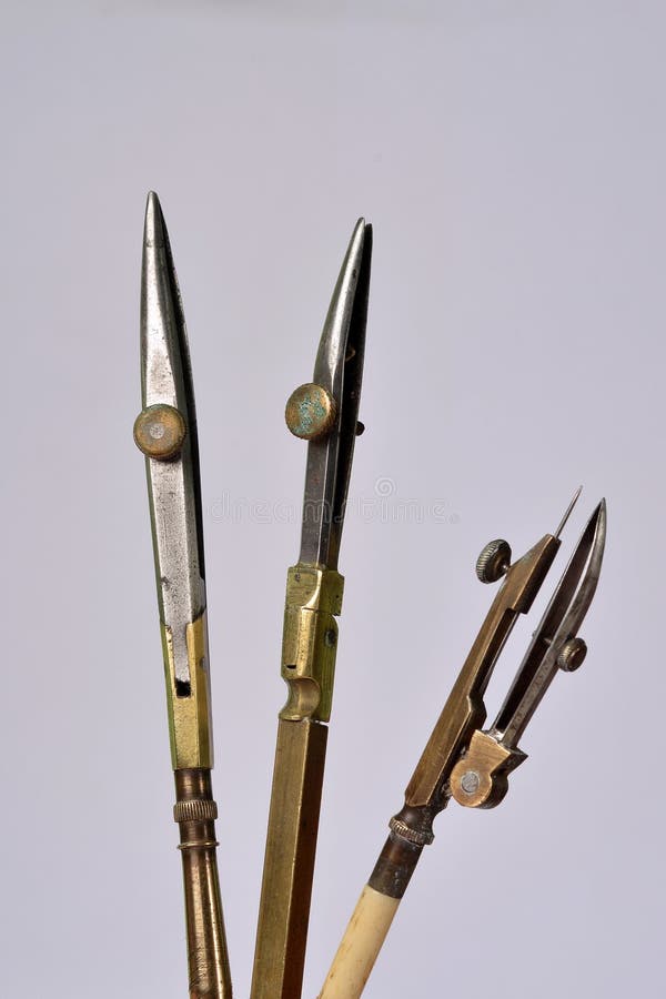 Antique Technical Drawing Set in Steel and Brass with Nibs Stock Photo ...