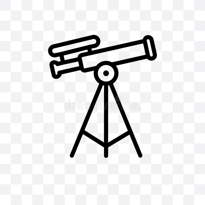 Antique Telescope Vector Linear Icon Isolated on Transparent Background ...