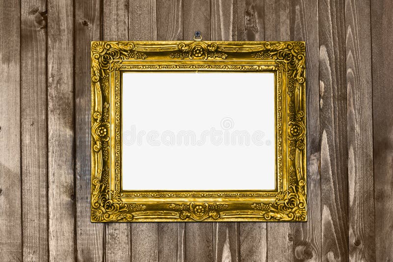 Antique Texture Gold Frame Hanging Wood Wal Stock Image - Image of ...
