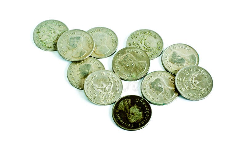 Antique Thai bath coins stock photo. Image of baht, bank - 69946676